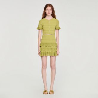 Sandro Cardigan court &agrave; manches volant&eacute;es