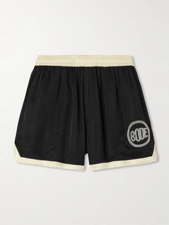 Bode Shorts Aus Satin Mit Kristallen - Schwarz
