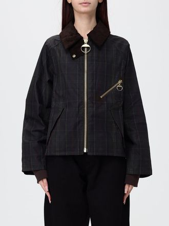Barbour Arlene Nadelstreifen-Hemdjacke aus gewachster Baumwolle mit Samtkragen
