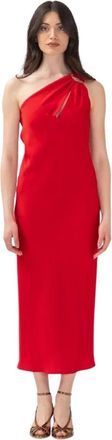 Max Mara Femme, Robes, Rouge, Taille: 38 FR Entrata Satin Midi Dress