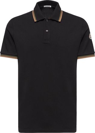 Moncler Moncler Polo En Piqu&eacute; De Coton &Agrave; Col Double, Homme, Noir, Taille: 3xl