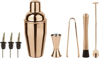 Paderno Paderno Cocktail-Set Cobbler 41480-G8, 8-teilig, aus poliertem, goldfarbenem Edelstahl, bestehend aus: Eiswürfelbereiter, Cocktailschaufel, Eiscrusher