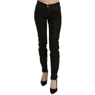 John Galliano Femme, Jeans, Noir, Taille: 34 FR Jean Skinny en Denim de Coton Taille Mi-Haute