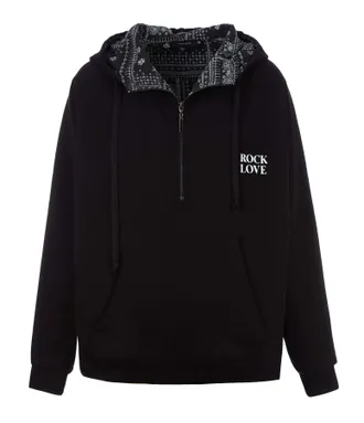 Jeanne Vouland Sweatshirt Hoodie Gaspar Zipper Rock Love Bandana Noir