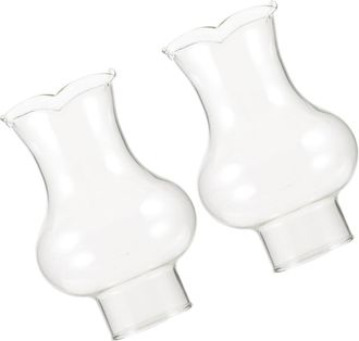Valiclud 2 Stück Lampenschirme für Petroleumlampe Transparenter Ersatzglaszylinder Klassischer Vintage Öllampenschirm für Kerosinlampen Wohnzimmer Deko