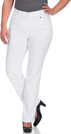 KjBrand 5-Pocket-Hose KJBRAND Betty Bengaline, Damen, Gr. 42 (21), K-Gr, wei&szlig; (wei&szlig; kurzgr&ouml;&szlig;en), Web, Obermaterial: 80% Viskose, 17% Polyamid, 3% Elasthan, be