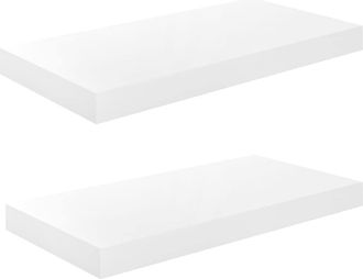 Generic Schwebendes Wandregal, 4 St&uuml;ck, MDF, Hochglanz-Wei&szlig;, Schwebendes Regal, 23/40/50/60/80/90/120 cm, Wandregal f&uuml;r Wohnzimmer/Arbeitszimmer/Bad/K&uuml;che (50