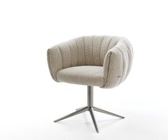 DELIFE Drehstuhl Jada-Flex Webstoff Soft Beige Fu&szlig;kreuz Graphit 360&deg; drehbar Wippfunktion Taschenfederkern, Esszimmerst&uuml;hle