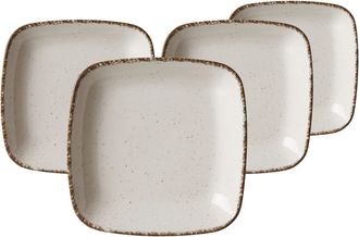 Ritzenhoff & Breker Suppenteller-Set Casa 4-teilig, 22 x 22 cm, Tiefe Teller im Vintage-Look, Mix & Match-Geschirr, Sp&uuml;lmaschinenfest & Mikrowellengeeignet, Porzellan, Cr