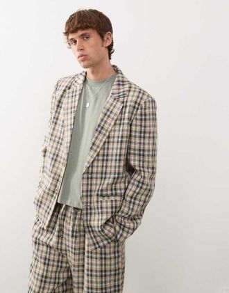 Collusion Locker sitzender, karierter Blazer im 90er-Jahre-Stil, Kombiteil-Neutral