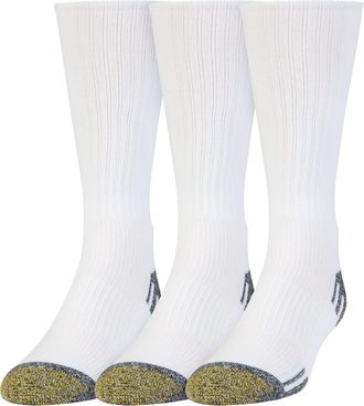 Gold Toe GOLDTOE Herren Outlast Crew 3 Paar Socken, Weiss/opulenter Garten, Large (3er Pack)