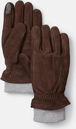 Timberland Lederhandschuhe mit Rippstrick in Braun, Braun, Gr&ouml;&szlig;e
