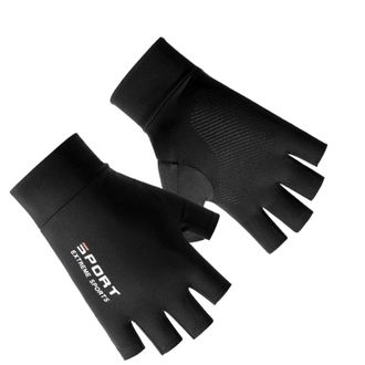 Harilla Damen Herren Sommer Eisseide UV-Schutz Touchscreen D&uuml;nn Atmungsaktiv rutschfest zum Radfahren Sport Reiten Radfahren, Halbfinger schwarz