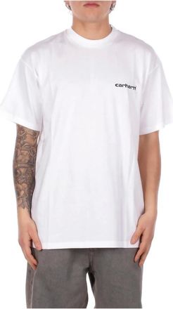 Carhartt Work in Progress Homme, Tops, Blanc, Taille: XS Logo Front and Back Print T-shirt