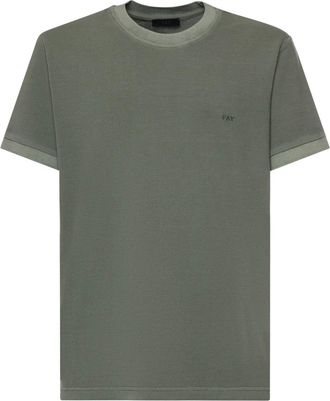 Fay Homme, Tops, Vert, Taille: XL T-shirt ras du cou en piqu&eacute;