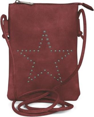 styleBREAKER Mini sacoche avec découpes en forme détoile, sac en bandoulière, sac à main, femmes 02012235, couleur:Bordeaux-rouge