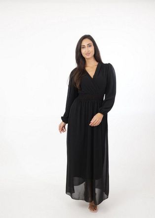 Elara Maxikleid Elegantes Maxikleid Damen mit V-Ausschnitt & Langarm ohne Details