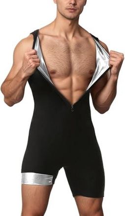 Generico Combinaison de Triathlon pour Homme Combinaison &agrave; Manches Courtes D&eacute;bardeur de Levage de Poids Body de Lutte Ensemble de Triathlon Court Combinaison d