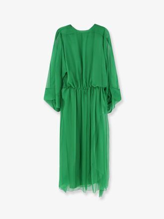 Alberta Ferretti Womens Long Silk Dress Green