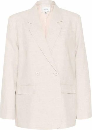 Gestuz Femme, Vestes, Beige, Taille: 38 FR Blazer en lin sable clair