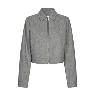 Modstr&ouml;m Graumelierte Cropped Jacke - - Jackets - Damen - Grau - M