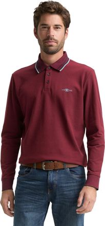 Tom Tailor Herren 1047798 Langarm Piqué Poloshirt Mit Logo-Print, 39223 - Navy Coach Red Two Tone, M EU