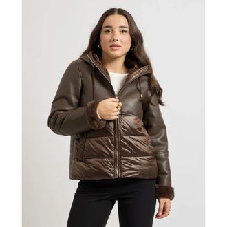 Yes-Zee YES Zee, Femme, Vestes, Brun, Taille: 38 FR Faux Shearling Jacket