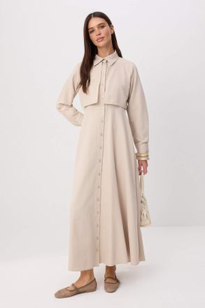 Trendyol Modest Maxikleid, schlicht, A-Linie - Wollwei&szlig;