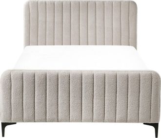 Beliani Elegantes Polsterbett Bouclé Beige gesteppt mit Lattenrost 120 x 200 cm Lunan