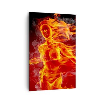 Arttor Wandbilder Dekoration Wohnzimmer Frau Flammen Illustration Bilder auf Leinwand 80x120cm Leinwandbild mit Rahmen Schlafzimmer K&uuml;che Deko Wand Kunstdruc