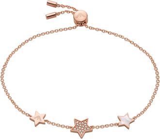 Emporio Armani Armband F&uuml;r Frauen Fast Tack, Innenl&auml;nge: 160 + 20mm, Gro&szlig;er Stern: 10X2mm, Kleine Sterne: 8X2mm Rose Gold Sterling Silber Armband, EG3525C221