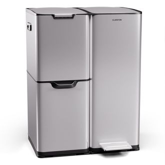 Klarstein Tiyo 3-in-1 M&uuml;lleimer - 60L K&uuml;chen-Abfalleimer mit Pedale & Soft-Close-Deckel, Edelstahl, herausnehmbare Eimer, Trennsystem, Aufkleber
