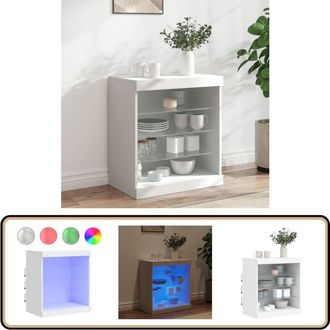 vidaXL Sideboard mit LED-Beleuchtung Weiß 60,5x37x67 cm - Schreibtisch - Wohnzimmermöbel - Sideboard - tv Stand - Regal