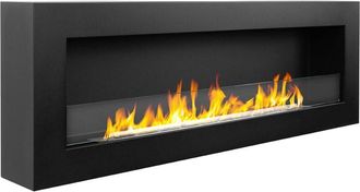 Dmora Bioethanol-Kamin Praiano, 1,25 l, Heizfl&auml;che 30 m&sup2;, Leistung 3 kW, 120x15x40h cm Schwarz