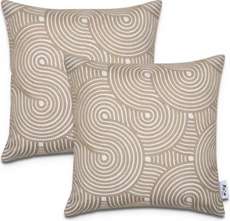 Paco Home Kissenbezug Deko Kissenhülle Bezug Kissenbezüge Zierkissen 2er Set Sofa Zierkissen Wohnzimmer Blätter Skandi, Farbe:Gelb-Braun, Sets:2pcs-Set