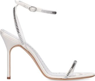 Manolo Blahnik Femme, Chaussures, Blanc, Taille: 38 EU &Eacute;l&eacute;gante sandale haute &agrave; bride fine