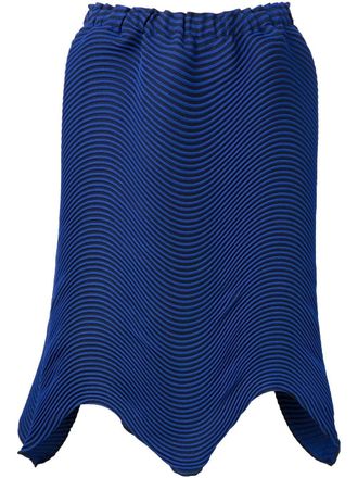 Issey Miyake jupe plissée à ourlet festonné - Bleu