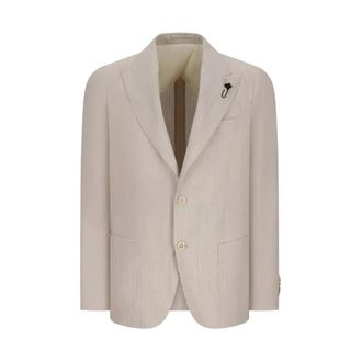 Lardini Homme, Vestes, Beige, Taille: 2XL Veste Iconique &agrave; Revers Crant&eacute;s