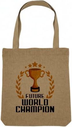 Fabulous Sac Shopping Tote Bag Aspect Lin - Future World Champion Sport Ambition - Sac de Courses Toile Epaisse 360g Beige Naturel Cabas Port&eacute; Epaule Solide Im