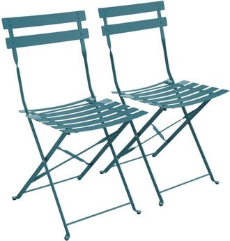 Sweeek Sweeek - Lot de 2 chaises de jardin pliables en acier thermolaqu&eacute; - Lattes incurv&eacute;es pour confort - Dimensions 49,5x41x80,5cm - Poids l&eacute;ger 4,8kg