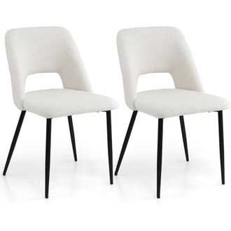 Costway Costway - Chaises de Salle &agrave; Manger Lot de 2, Chaise Velour avec Dossier Creux, Pieds en M&eacute;tal, Chaise Salon Rembourr&eacute;e pour Cuisine, Chambre, Beige