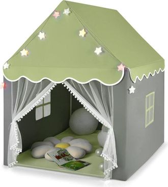 Costway Costway - Tente de Jeux pour Enfants, Cabane Enfant avec Tapis Lavable, Tente Enfant Interieur avec Lumi&egrave;res &Eacute;toiles, Facile &agrave; Assembler, pour