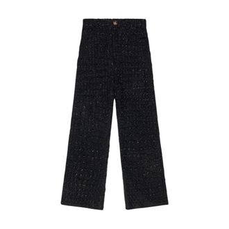 Balenciaga Schwarze Wolltweed Baggy Hose - - Trousers - Damen - Schwarzk - M
