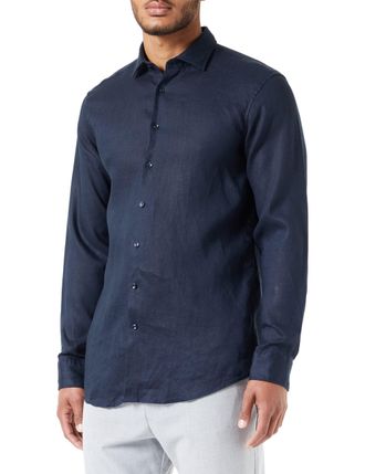 Seidensticker Mens Regular Fit Langarm Hemd Shirt, Dunkelblau, 38