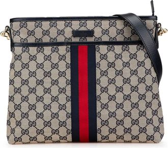 Gucci Hobo Bags - GG Canvas Web Crossbody - Gr. unisize - in Grau - für Damen