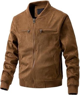 Generic Vestes dhiver 2024 pour hommes, blazer dautomne et dhiver en daim, col montant, double poches zippées, bordure en coton fin, veste américaine décontra
