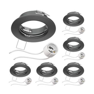 LEDs Com 6 St&uuml;ck Decken-Einbaurahmen FERE Einbaurahmen anthrazit matt (LED/Halogen/GU10/MR16/PAR16/50mm) inkl. GU10 Fassung