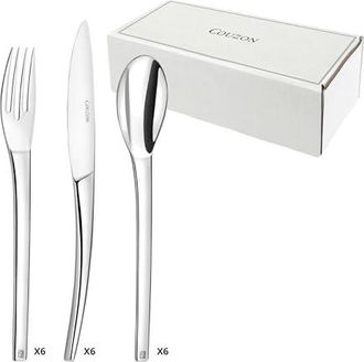 Bloomingdale's Set 18 couverts sp&eacute;cifiques pour lentr&eacute;e, le fromage et le dessert pour 6 personnes - Neuvi&egrave;me Art - Acier inoxydable 18/10, Finition Miroir, Epaisseu
