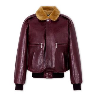 Paco Rabanne Texturierte Leder Bomberjacke - - Jackets - Damen - Lila - XS