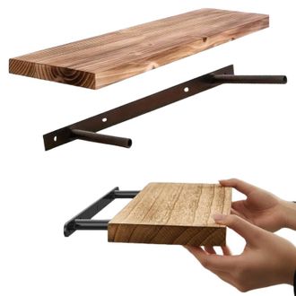 Generic Rustikales Wandregal aus Holz, 40 x 15 x 2 cm, schwebendes Display aus Massivholz f&uuml;r B&uuml;cher, Pflanzen, Kerzen, Badezimmerartikel und dekorative Heimo